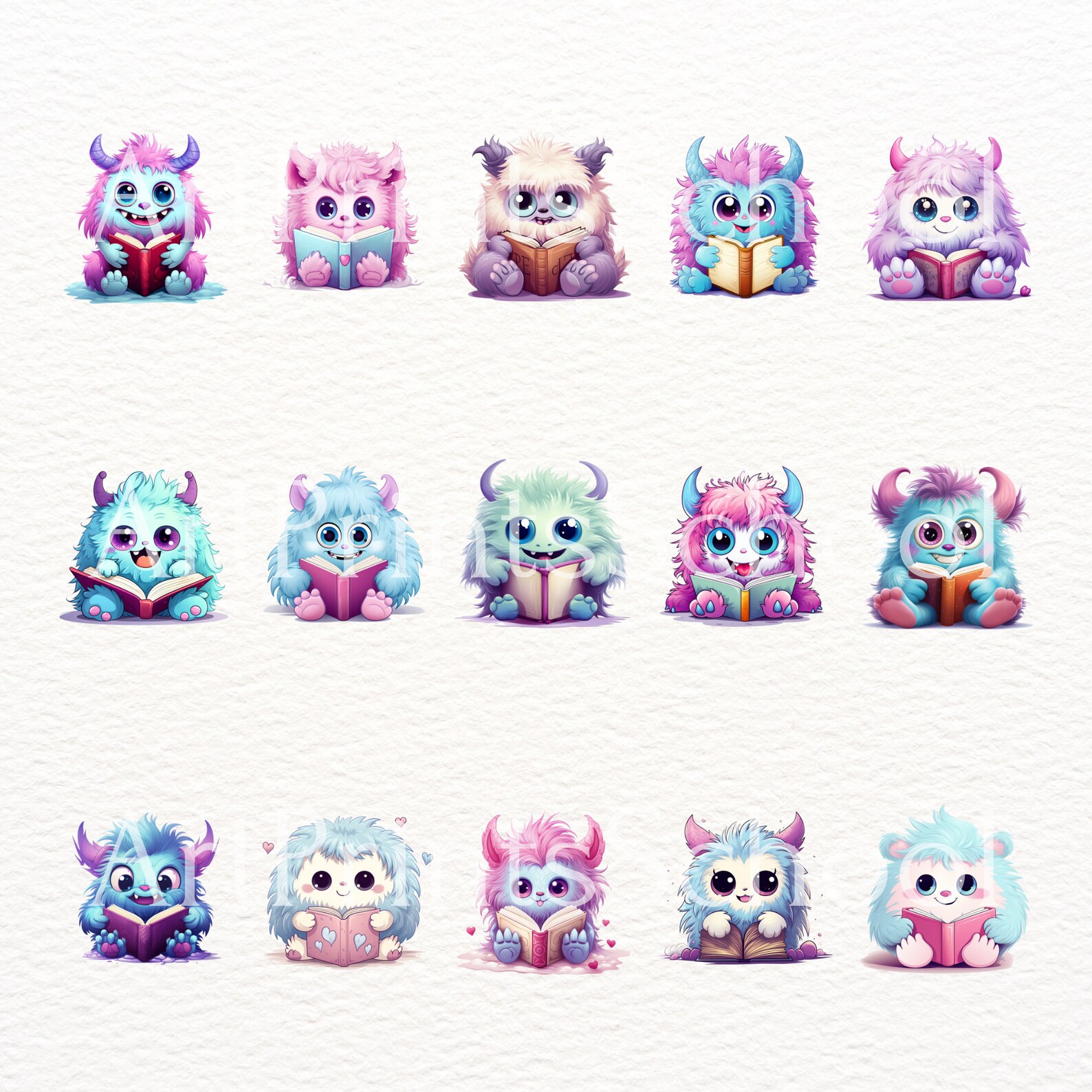 Kawaii Monsters Clipart Set, Clip Art Set of Cute Monsters, Monsters ...