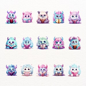 Kawaii Monsters Clipart Set, Clip Art Set of Cute Monsters, Monsters ...
