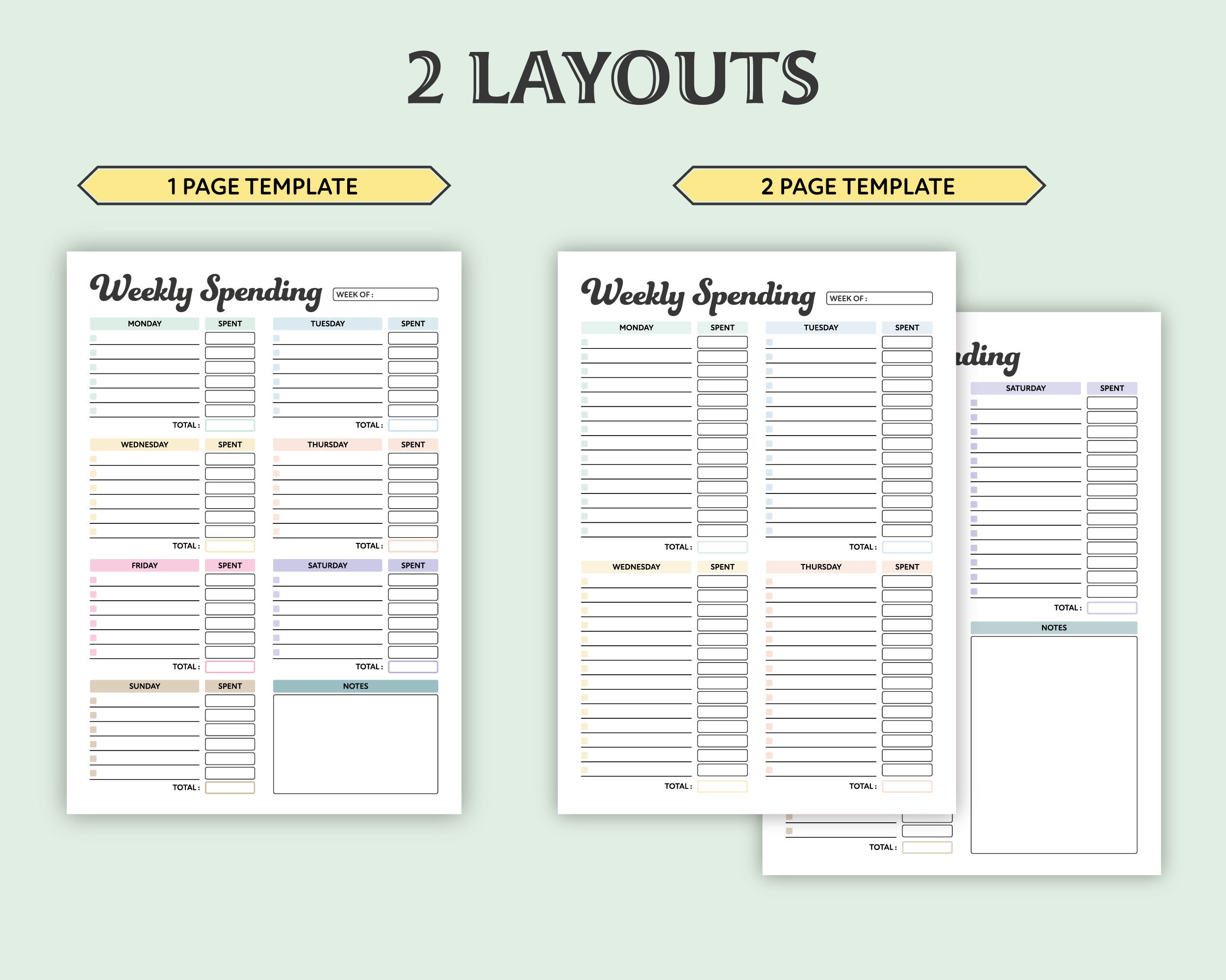 Editable Weekly Spending Tracker Printable Expense Tracker - Etsy