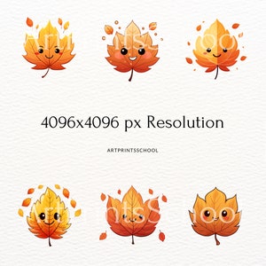 Fall Leaves Clipart, 17 Kawaii Autumn Leaves Clipart, PNG, Fall Leaf ...