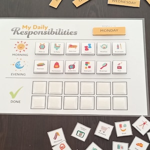 Kids Daily Responsibilities Chart, Printable, Chore Chart for Kids ...