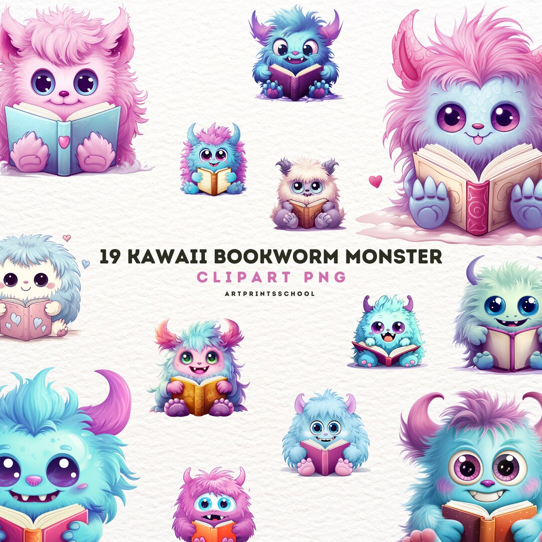 Kawaii Monsters Clipart Set, Clip Art Set of Cute Monsters, Monsters ...