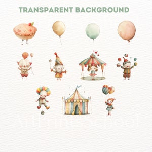 Cute Clown Clipart, Watercolor Clipart, Circus Theme Art, Birthday ...