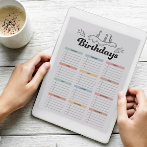 Printable Birthday Tracker: Editable PDF Chart (A4, A5, Letter) - Etsy