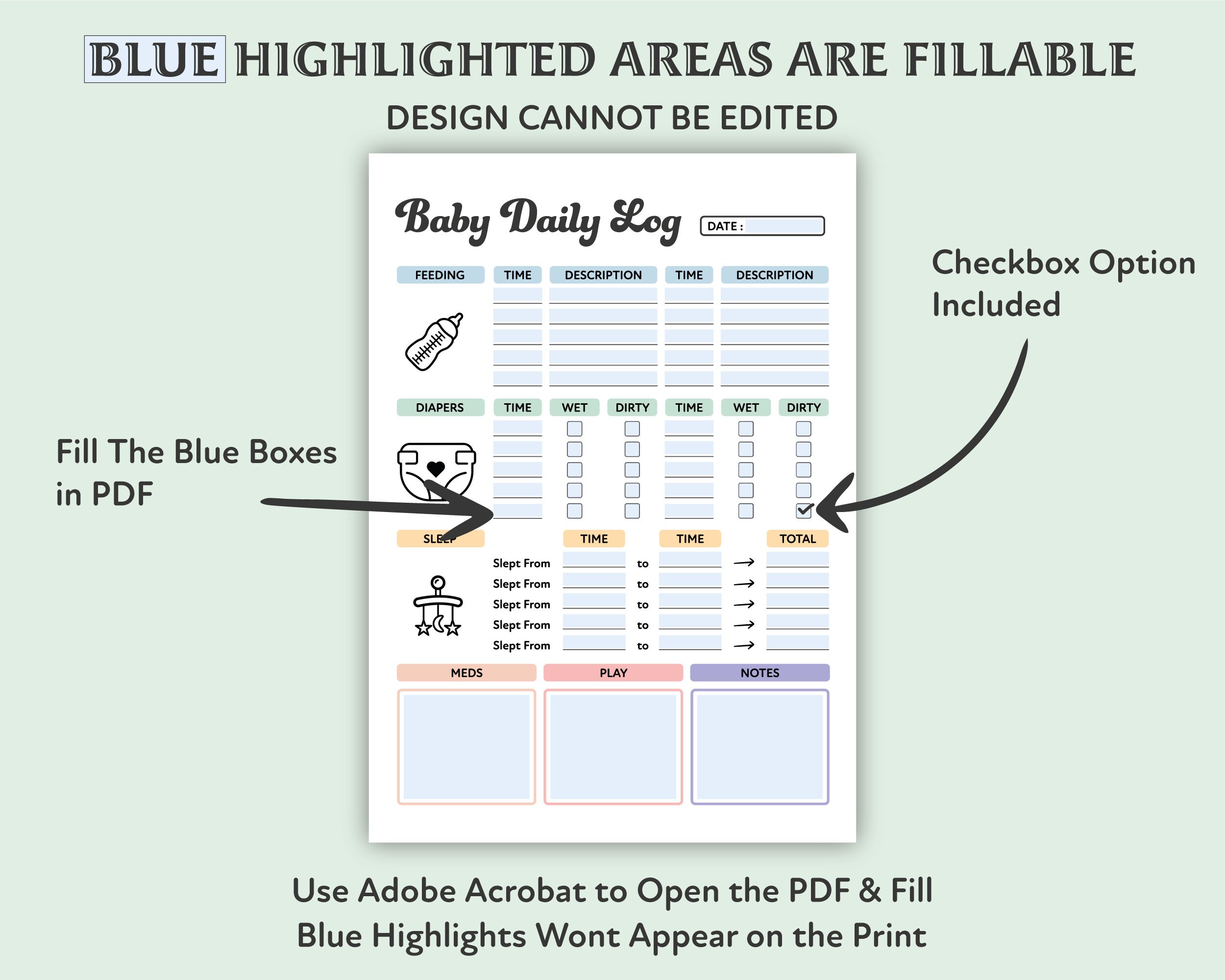 Editable Baby Daily Log Printable Baby Care Log Nanny Log - Etsy Canada