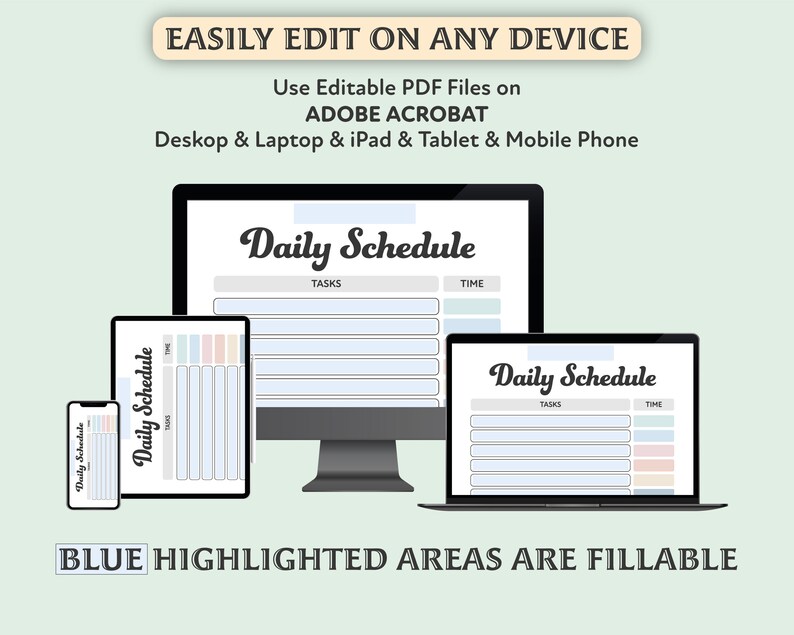 Editable Kids Daily Schedule: Printable Chore Chart (digital Download ...
