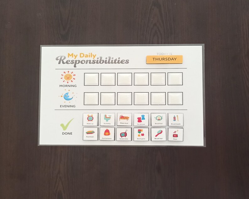 Kids Daily Responsibilities Chart Printable Chore Chart for - Etsy