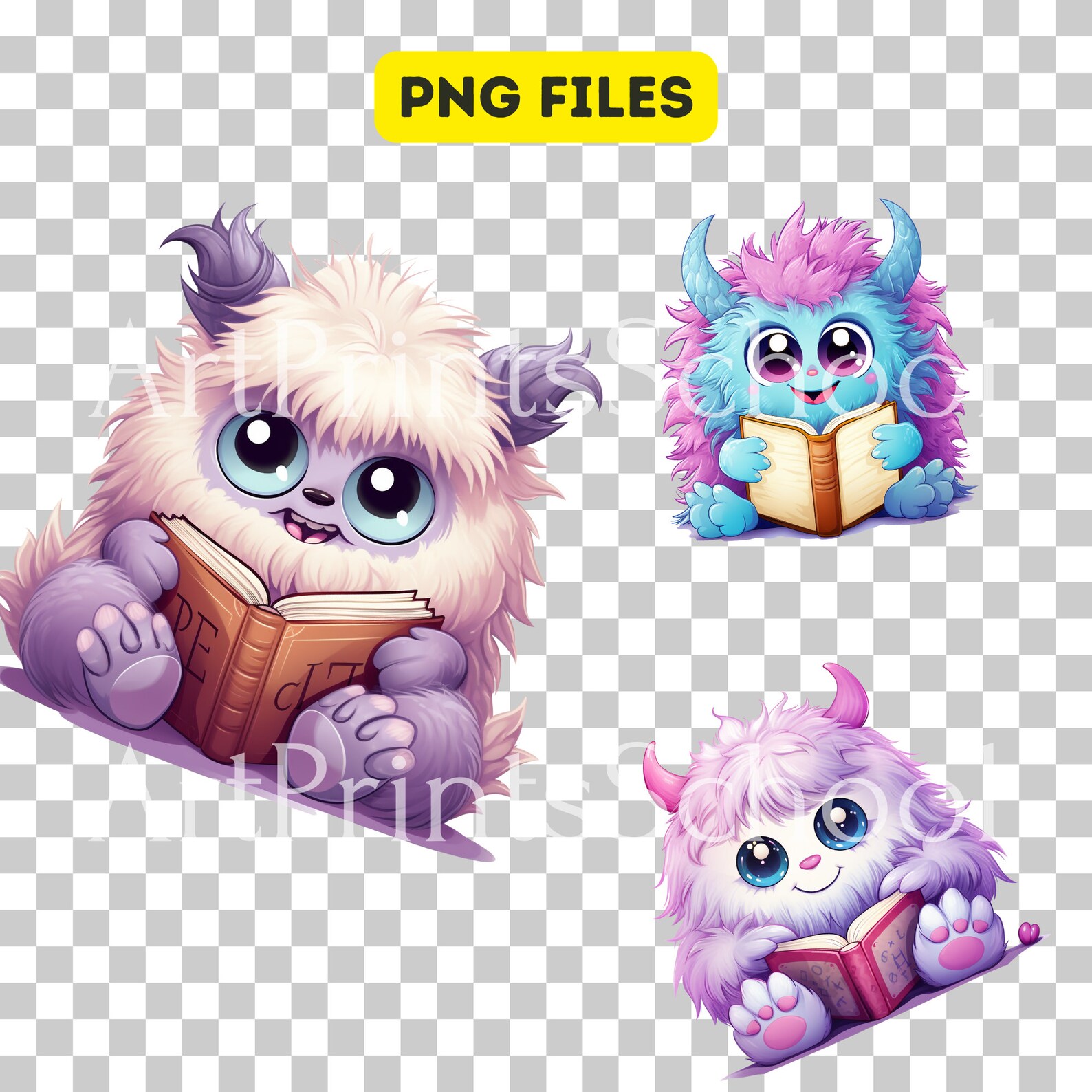 Kawaii Monsters Clipart Set, Clip Art Set of Cute Monsters, Monsters ...