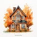 Quirky Autumn Houses Clipart 15 Watercolor High Quality PNG - Etsy