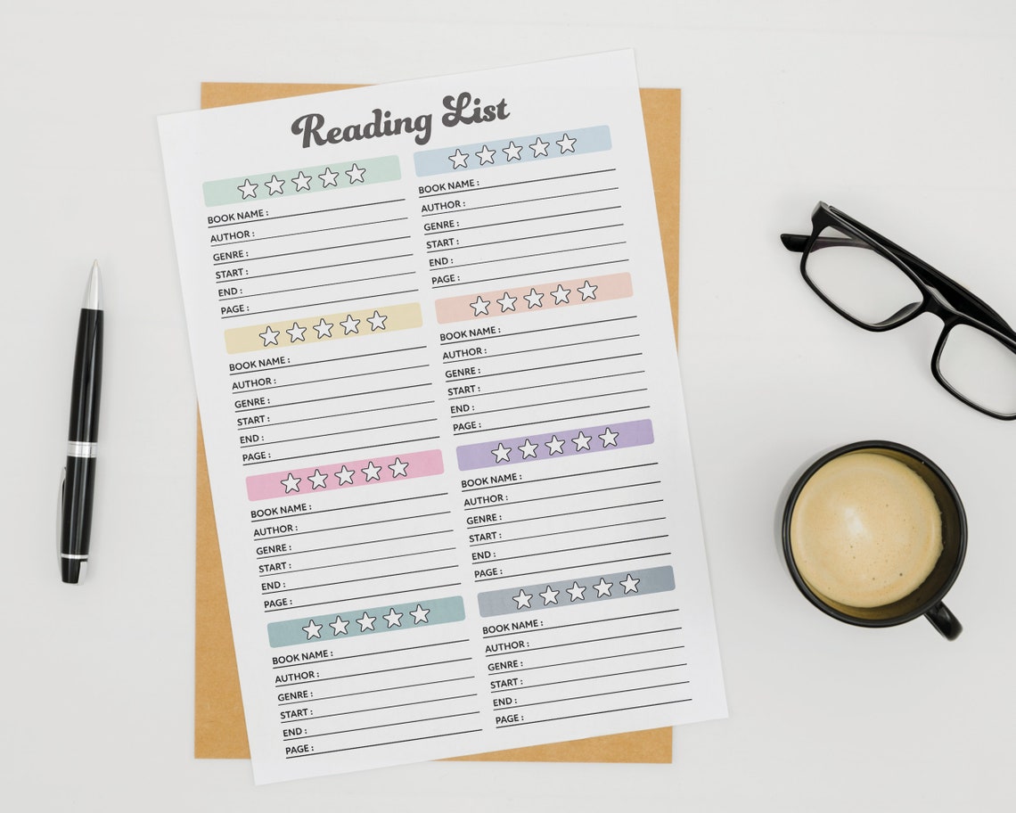 Editable Reading Log Printable Reading Journal Book Log - Etsy