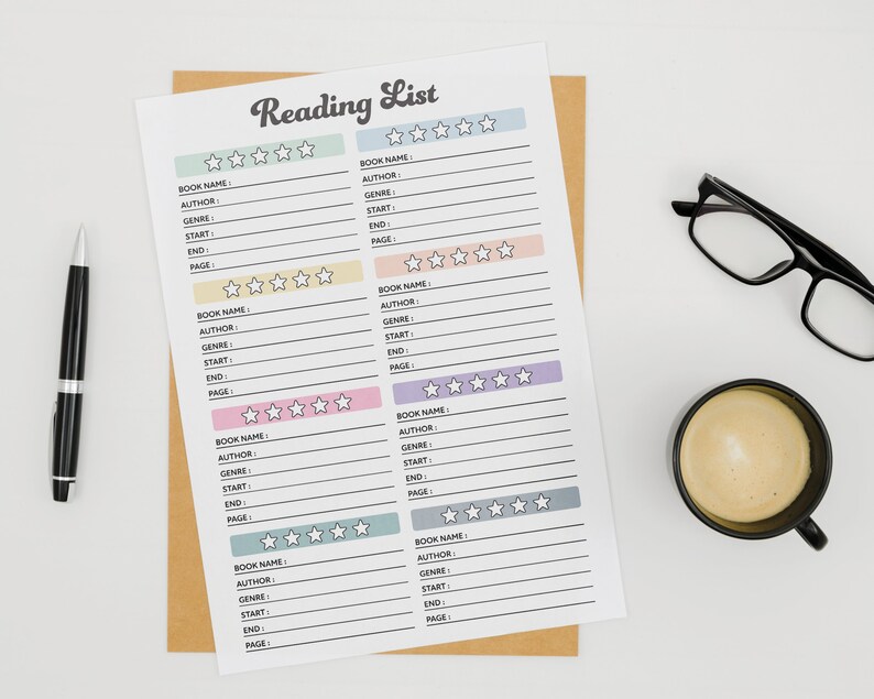Editable Reading Log Printable Reading Journal Book Log - Etsy
