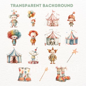 Cute Clown Clipart, Watercolor Clipart, Circus Theme Art, Birthday ...