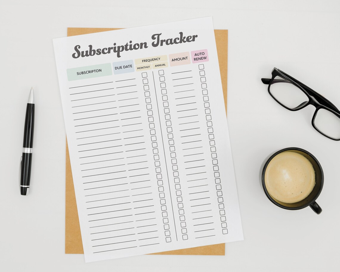 Editable Subscription Tracker Printable: Expense & Spending Log (A4, A5 ...
