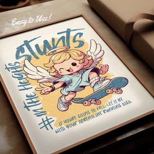 Skateboard Angel Art Print: Retro Mascot Wall Art (digital Download) - Etsy