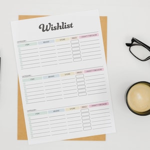 Editable Wishlist Tracker, Printable, Things to Buy, Christmas Wish ...