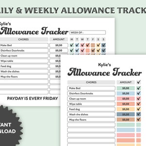 Editable Kids Chore Chart: Allowance Tracker (digital Download) - Etsy