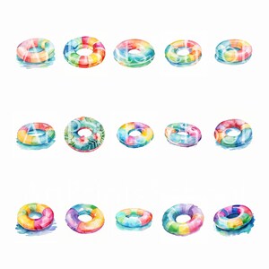 Watercolor Colorful Pool Float Clipart, Summer Clipart, Pool Party ...