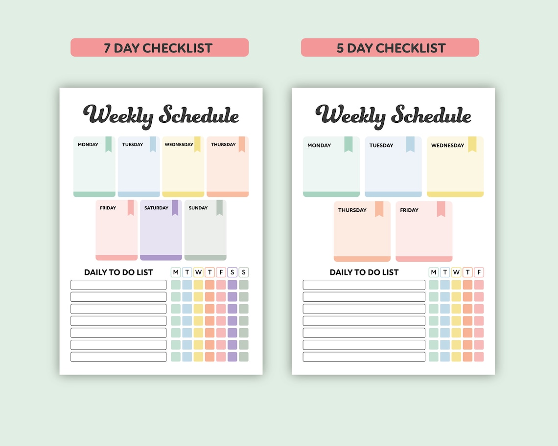 Editable Weekly Schedule Printable Cute Weekly Planner - Etsy