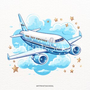 Kawaii Airplane Clipart Set, Cute Airplane Illustration, Baby Bear ...