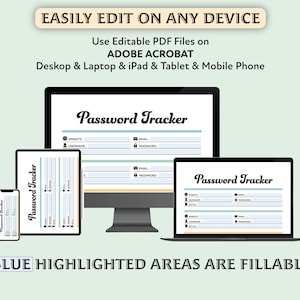 Editable Password Tracker Printable: A4, A5, Letter (digital Download ...