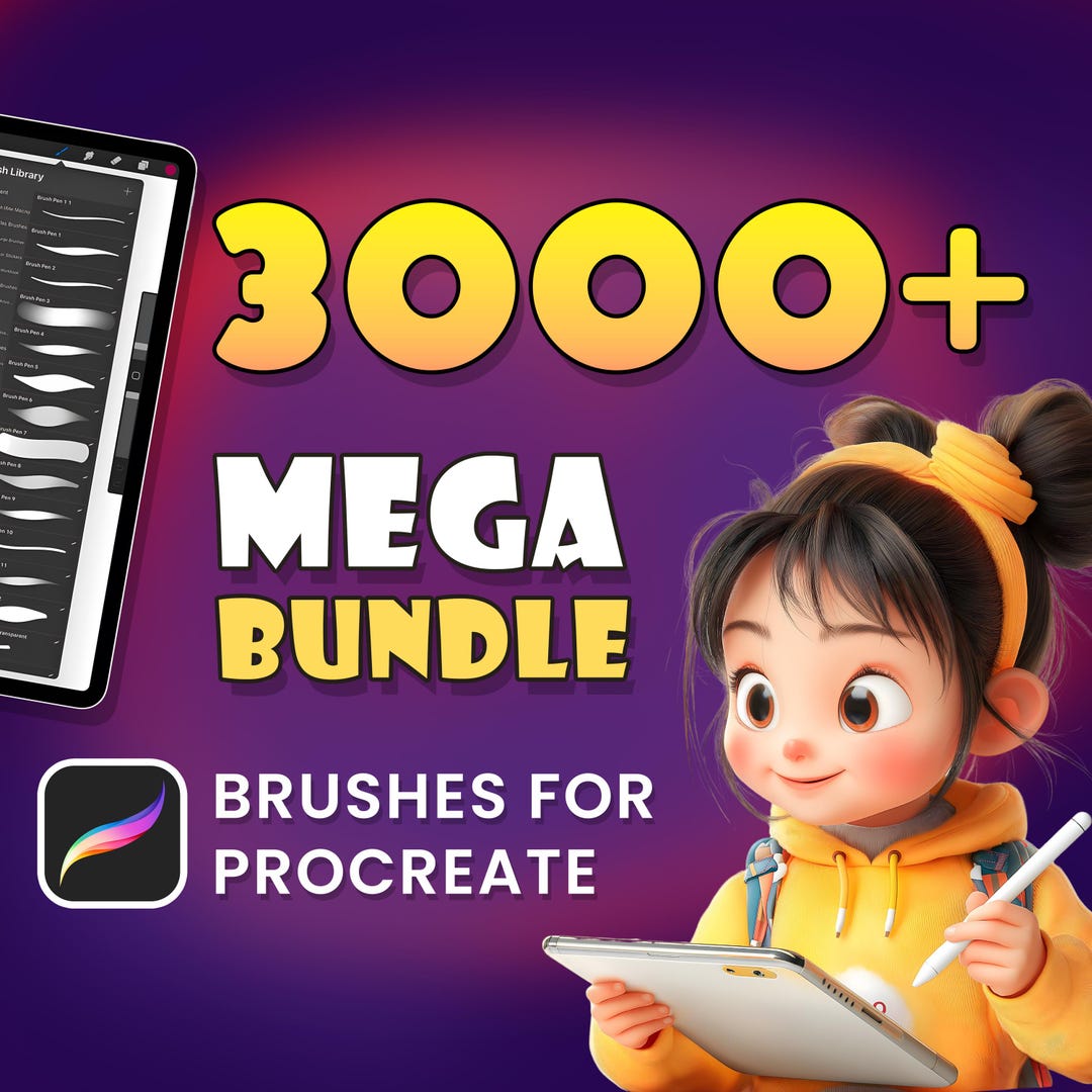 Procreate Brushes Set, Mega Bundle for Procreate, Only Brushes - No Stamps, Full Shop Bundle ...