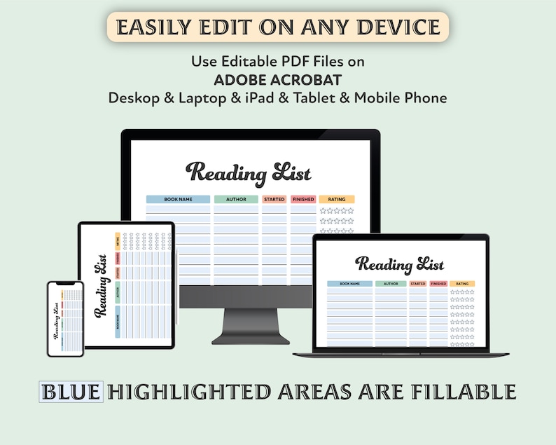 Editable Reading Log Printable Reading Journal Book Log - Etsy