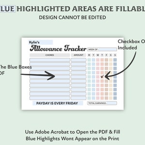 Editable Kids Chore Chart: Allowance Tracker (digital Download) - Etsy