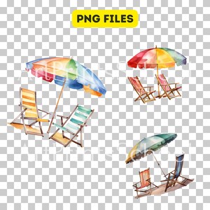 Watercolor Beach Chair Clipart - 15 High Quality Jpgs - Digital ...