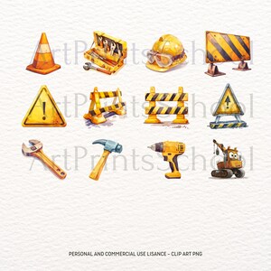 Watercolor Construction Clipart, Construction Vehicle, Construction ...
