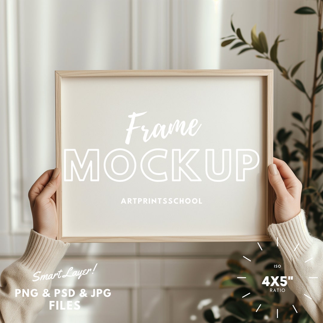 With Person Horizontal Frame, 8x10 Wood Frame Mockup Horizontal Mockup ...