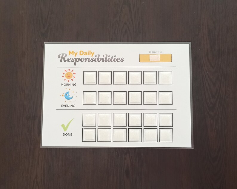 Kids Daily Responsibilities Chart Printable Chore Chart for - Etsy