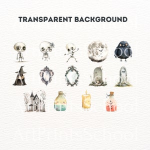 Cute Skeleton Clipart, Halloween Clipart, Watercolor Clipart, Skeleton ...