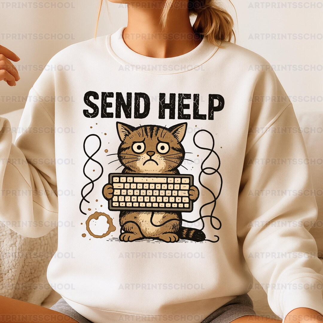 Send Help Cat PNG: Funny WFH T-shirt Design (digital Download) - Etsy