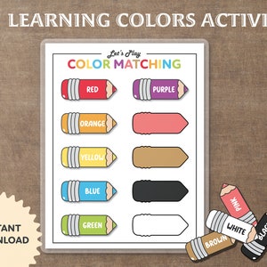 Color Matching Busy Book, Printable, Color Learning Activity ...