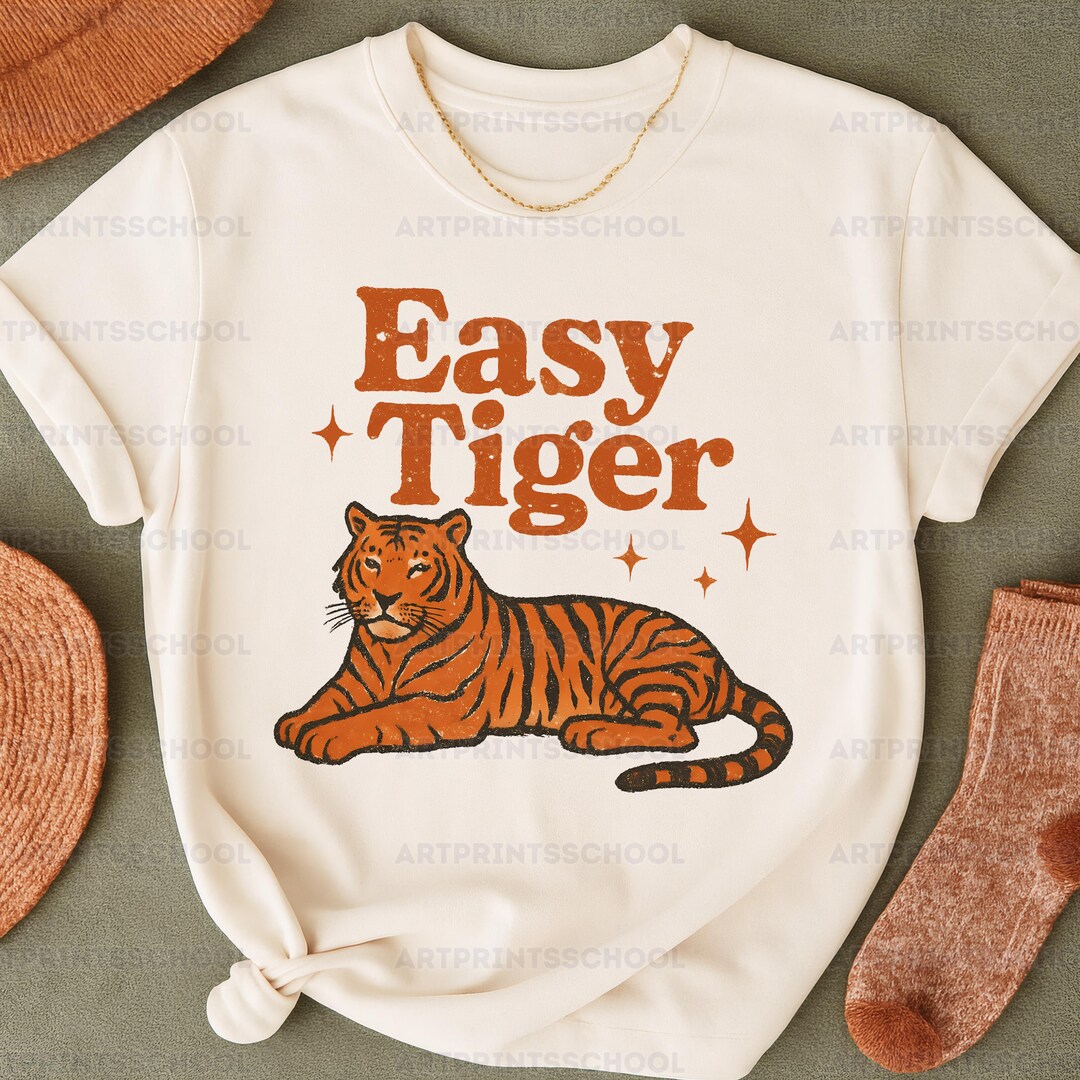Easy Tiger PNG – Vintage Laying Tiger With Retro Serif Font ...