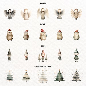 Christmas Clipart | Watercolor Christmas Bundle | Cute Christmas PNG ...
