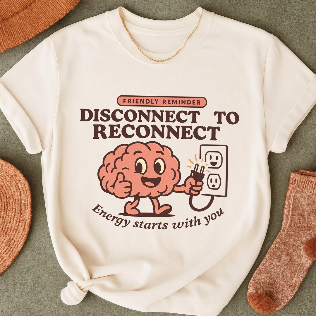 Disconnect to Reconnect PNG: Retro Brain Illustration for Mental ...