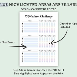 Editable 75 Medium Challenge Tracker Bundle, Printable, Daily 75 Medium ...