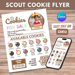 Editable Scout Cookie Sales Flyer 2025, Girl Scouting Kit Cookie Menu ...