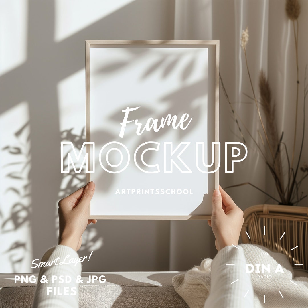 Frame Mockup With Person, Holding Frame Mockup, ISO A DIN Ratio | Thin ...