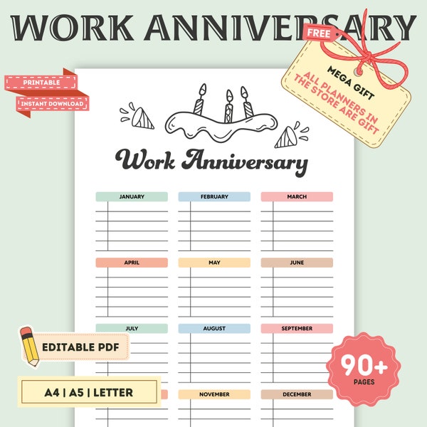 Work Anniversary Card - Etsy