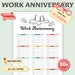 Editable Work Anniversary Tracker: Printable Employee Calendar (digital ...