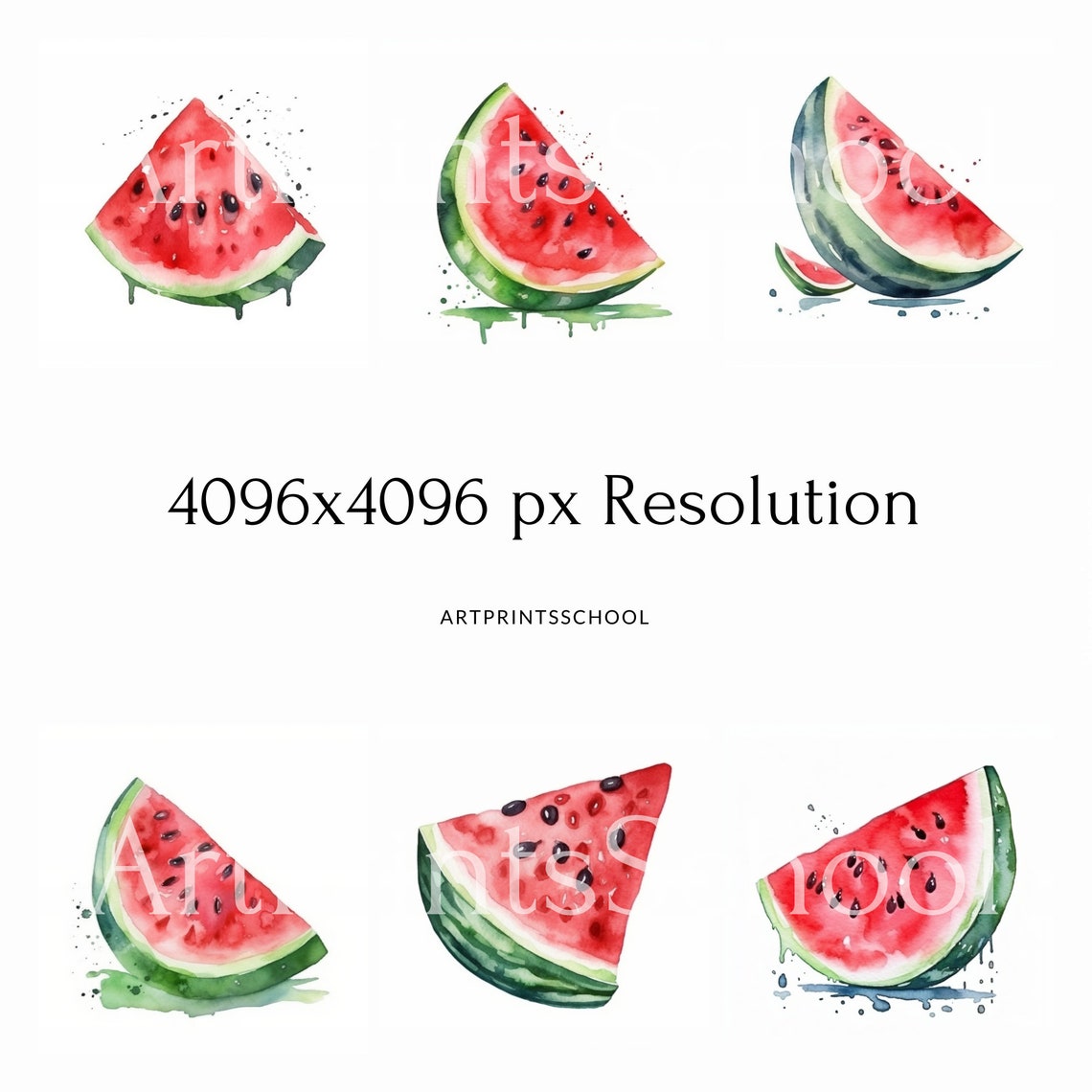 Watercolor Watermelon Clipart: Summer Fruit PNG Graphics (digital ...
