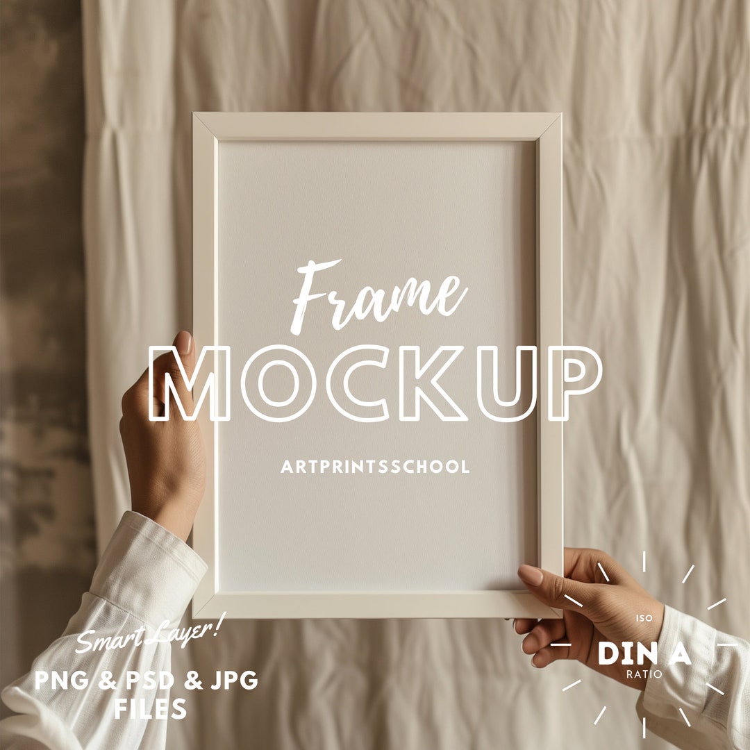 Person Frame Mockup DIN A4 Person Holding Frame Wood Frame Mockup A3 ...