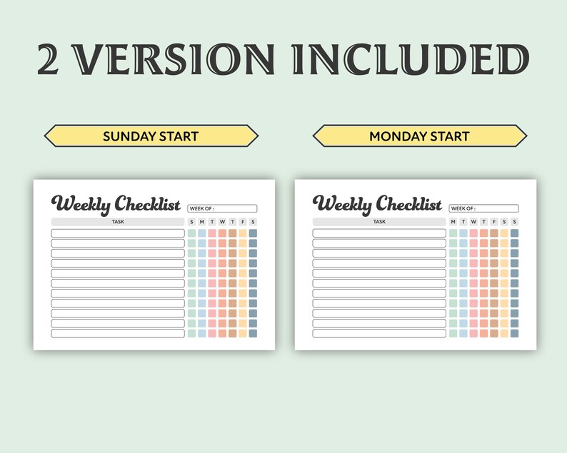 Editable Weekly Checklist: Printable Task Planner (PDF) - Etsy