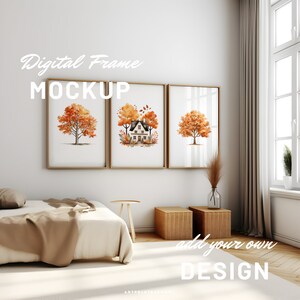 3 Frame Mockup Bundle, Wood Frame Wall Art Mockup, Vertical Frame ...