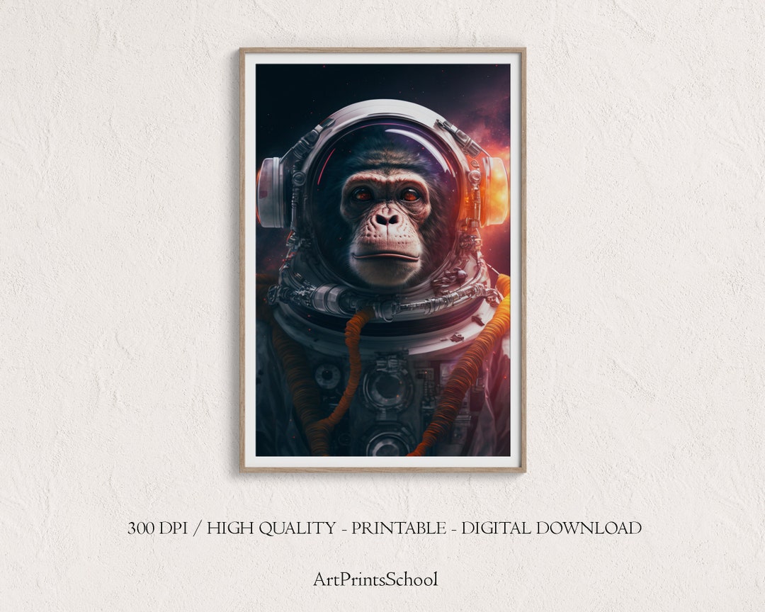 Printable Cosmic Astronaut Monkey Wall Art Digital Art Space - Etsy