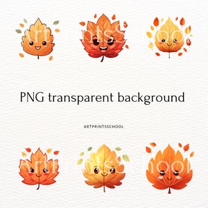 Fall Leaves Clipart, 17 Kawaii Autumn Leaves Clipart, PNG, Fall Leaf ...