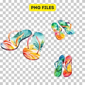 Watercolor Flip Flops Clipart, Beach Clipart, Summer Clipart, Digital ...