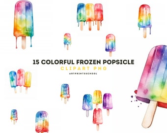 Watercolor Popsicles Clipart: Summer PNG Graphics (digital Download) - Etsy